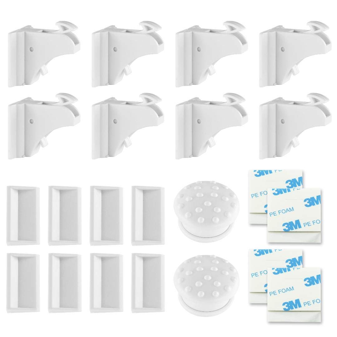 Safe Essentials-8 Pack-Magnetic Cabinet Locks Baby Safety, Invisible, No-Tools Required Assembly, Comes with Extra 3M Adhesive Strips