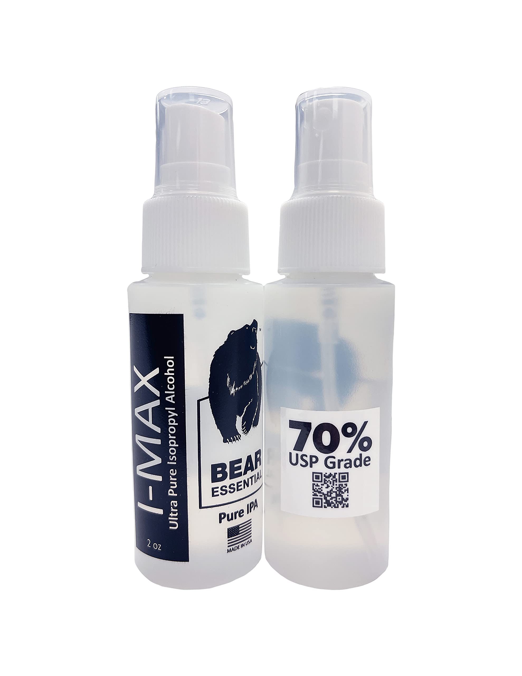 High Purity USP Grade Isopropyl Alcohol 70% - Four (4) Spray Bottles - 2 OZ Each - Made in The USA