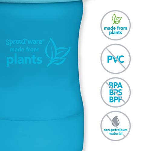 Green sprouts Sprout Ware Sip & Straw Cup made from Plants | Non-toxic Plant-based Plastic Transition Sippy Cup without BPA, BPS, BPF | Soft Silicone Spout and Straw | Easy-grip Handles