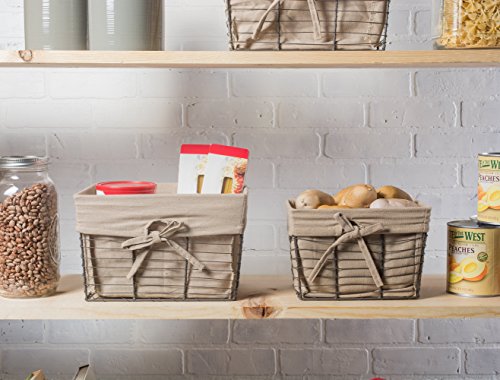 DII Farmhouse Chicken Wire Storage Baskets with Liner, Medium, Vintage Taupe, 11x7.88x7", 2 Piece