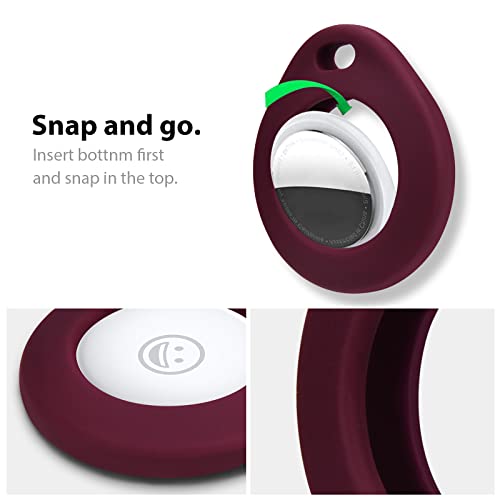 AIRSPO Compatible with Airpods Pro Case and AirTag Case Cover with Keychain Silicone Protective Skin Cover with Keychain(Burgundy)
