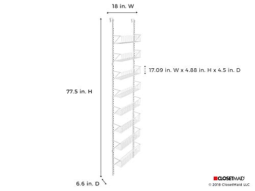 ClosetMaid 97535 Adjustable Wall & Door 8-Tier Basket Organizer, 18", , White