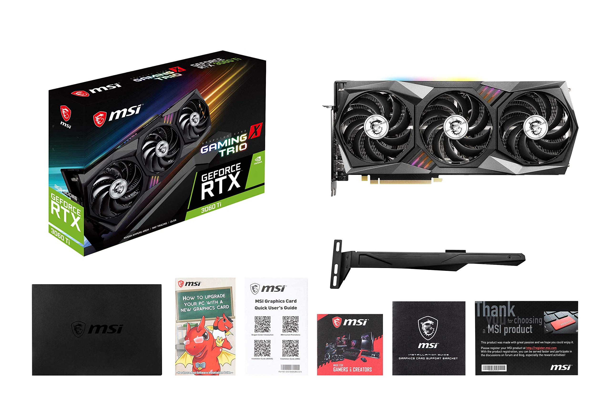 MSI Gaming GeForce RTX 3060 Ti 8GB GDRR6 256-Bit HDMI/DP Tri-Frozr 2 TORX Fan 4.0 Ampere Architecture RGB OC Graphics Card (RTX 3060 Ti Gaming X Trio)