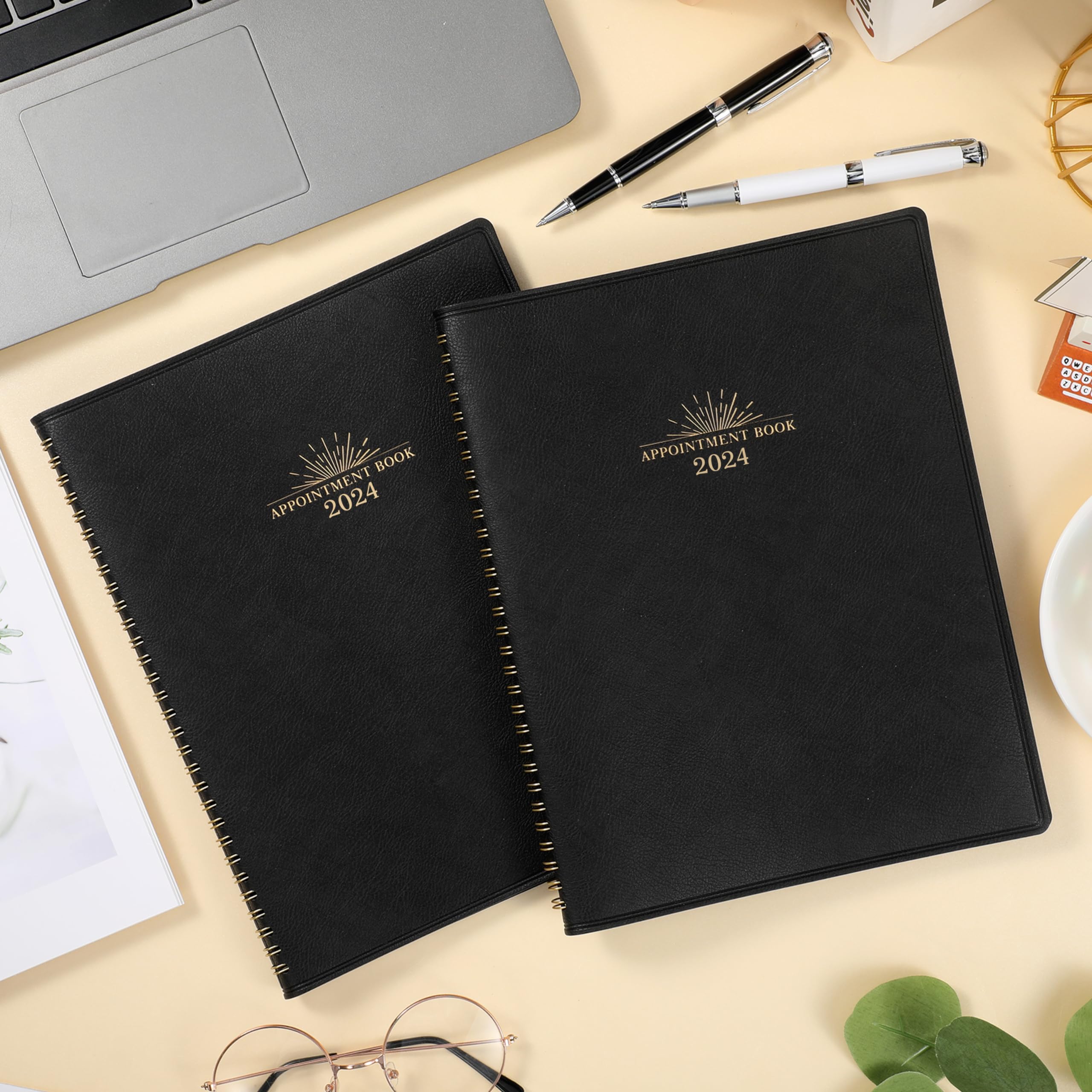 2024 Appointment Book/Planner - Weekly Appointment Book/Planner 2024, Jan 2024 - Dec 2024, 8"x 10", 2024 Daily/Hourly Planner with Tabs, 15-Minute Interval, Flexible Soft Cover - Black