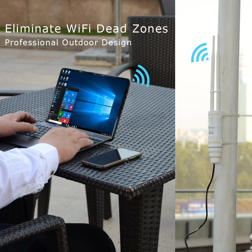 WiFi Extender,WAVLINK AC600 Home Outdoor WiFi Access Point High Power Dual Band 2.4+5G Wireless Router/AP/Wi-Fi Range Extender 3 in 1 Weatherproof with PoE for Courtyard,RV,Campsite…