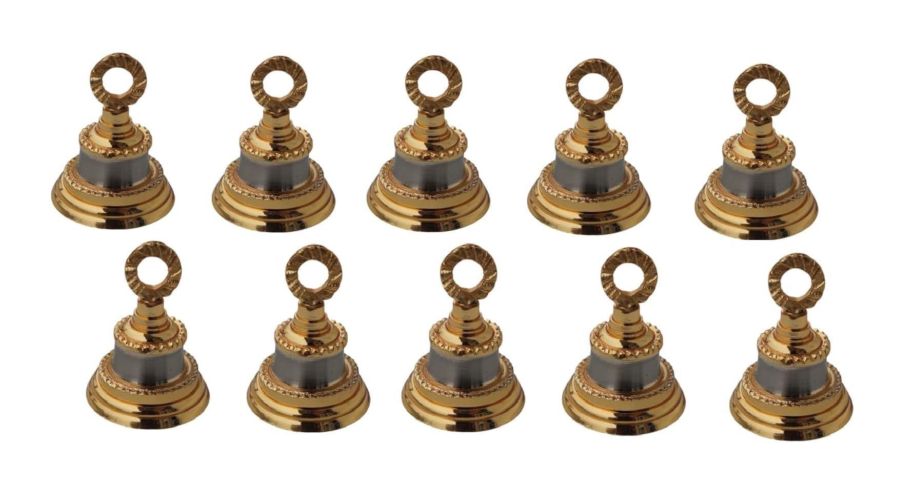 HANDTECHINDIA Brass Silver Plated 2 '' Bells Christmas Decoration Jingle Bell Sleigh Bell Jingle Bell Crafts Christmas décor Home décor Elephant décor Bells Musical Instrument Accessory. (10)