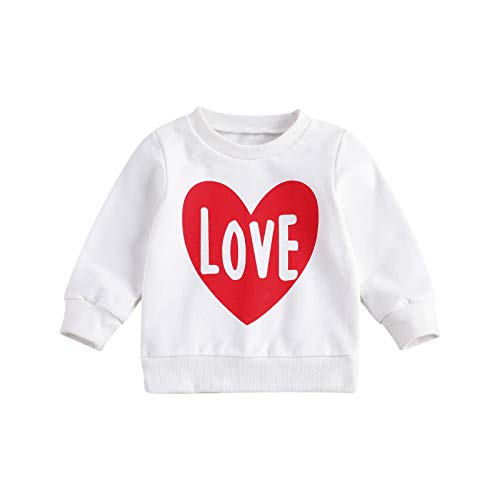 Infant Toddler Baby Girls Love Printed Pullover Sweatshirt Long Sleeve Casual Sweater Top Valentine's Day Clothes (Love Printed, 1-2T)