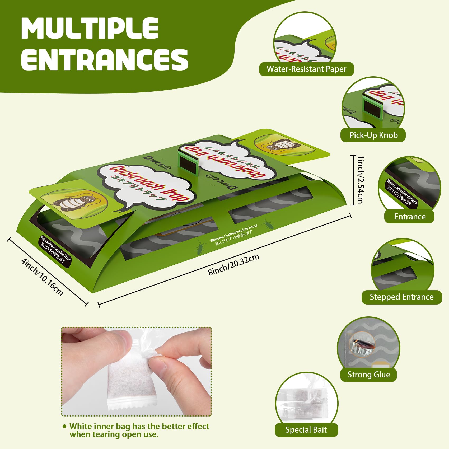 Dwcom 24 Pack Fly Trap Refill Glue Boards Fits for 4.3" Mosquito Traps Glue Boards for Insects Use