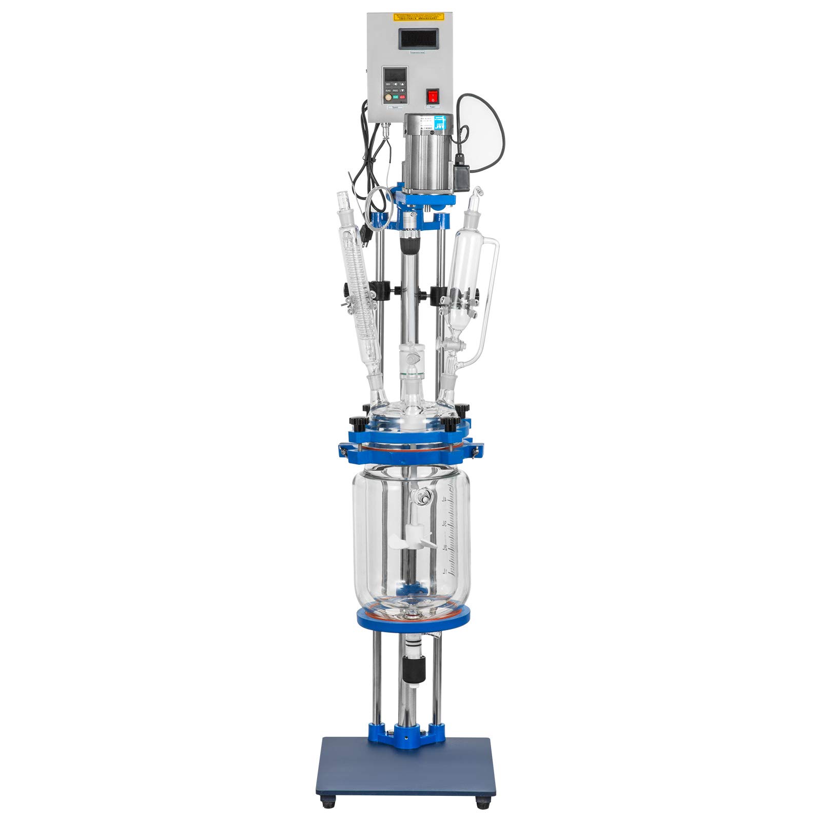 VEVOR Jacketed Reactor 5L Laboratory Glass Reactor, Jacketed Glass Reactor, Chemical Reaction Vessel, Lab Jacketed Reactor, Reaction Vessel Chemistry, with Digital Display, for Reaction Distillation