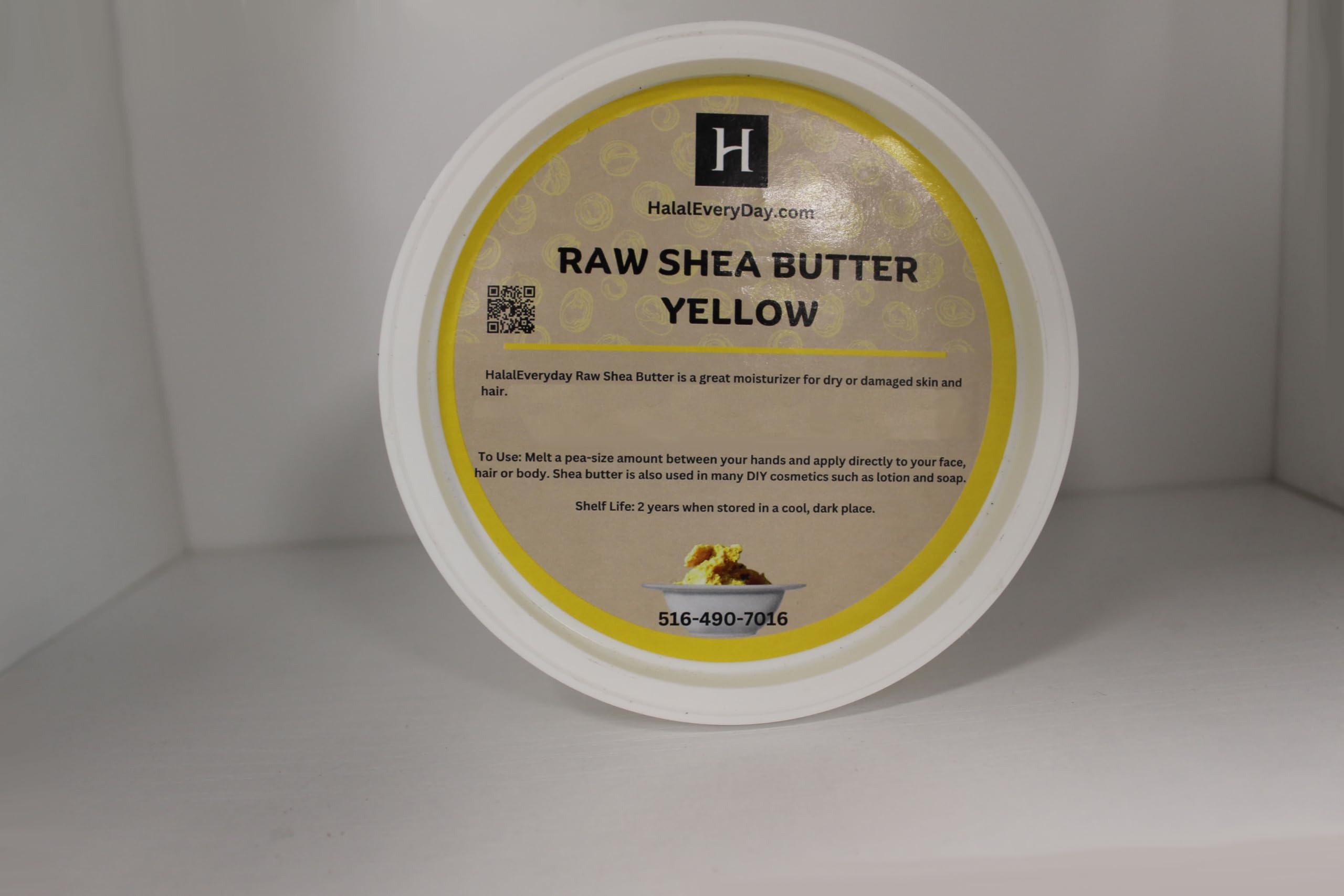 HalalEveryDay Raw Unrefined Grade A Soft and Smooth Yellow African Shea Butter from Ghana - Amazing quality and consistency - comes in a 16 oz Jar - Total weight approximately 14 oz