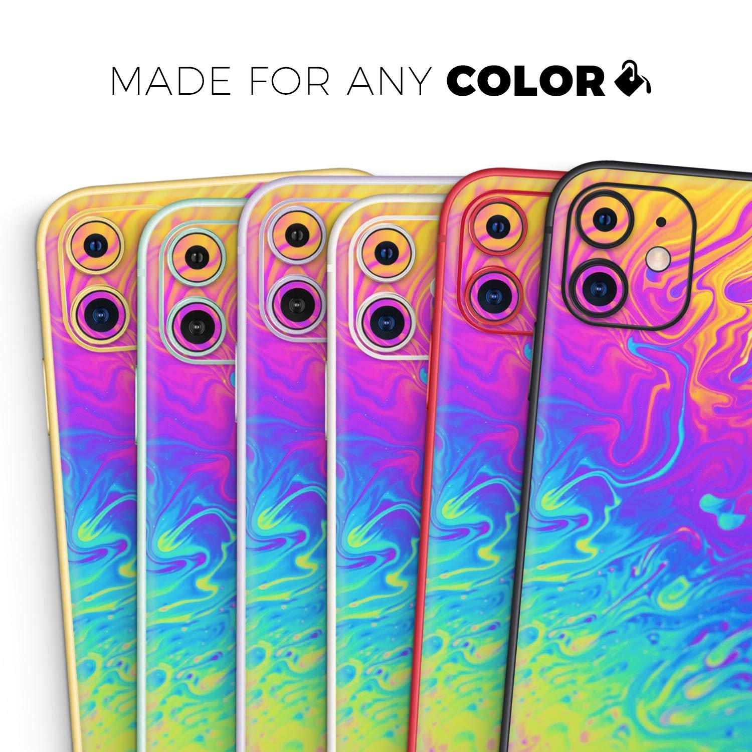 Design Skinz Neon Color Fushion V2 Protective Vinyl Decal Wrap Skin Cover Compatible with The Apple iPhone 11 Pro Max (Screen Trim & Back Glass Skin)