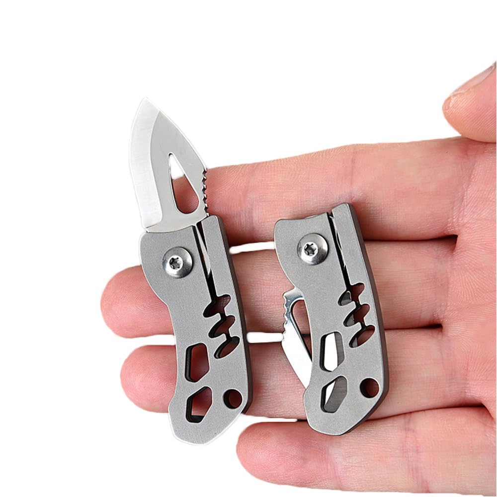 Berallo Small Pocket Knife for Men, Cool Keychain Knife Box Cutter Folding EDC Gadgets for Everyday Carry, Best for Package Opening, Rope Cutting, Wood Carving, and Crafts Processing (Silver)