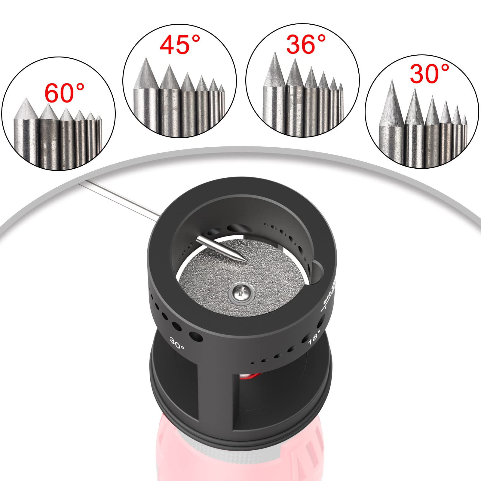 3mirrors ALUMINUM Tungsten Electrode Sharpener Grinder Head TIG Welding Tool 24 Guides, 24 Multi-Angle & Offsets, Full-featured Tool w/Dust Housing, Healthy Version