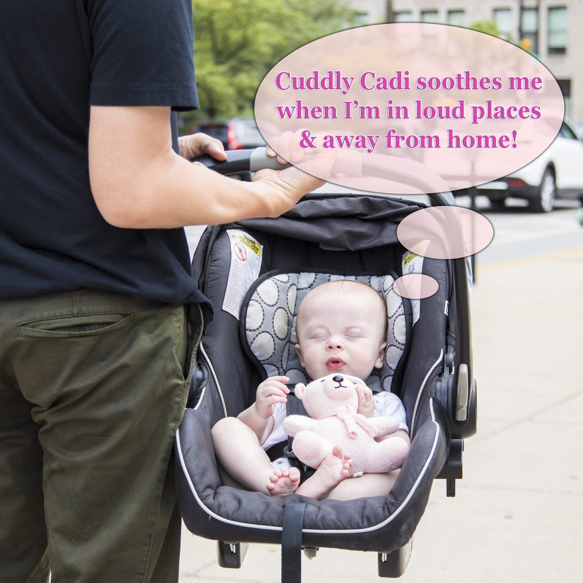 Meet Cuddly Cadi by Super Happy Babies! Bluetooth Speaker & Baby White Noise Sound Machine ~ Baby Soother for Both at Home & On-The-Go! Get Out & Have Fun with Your Super Happy Baby!