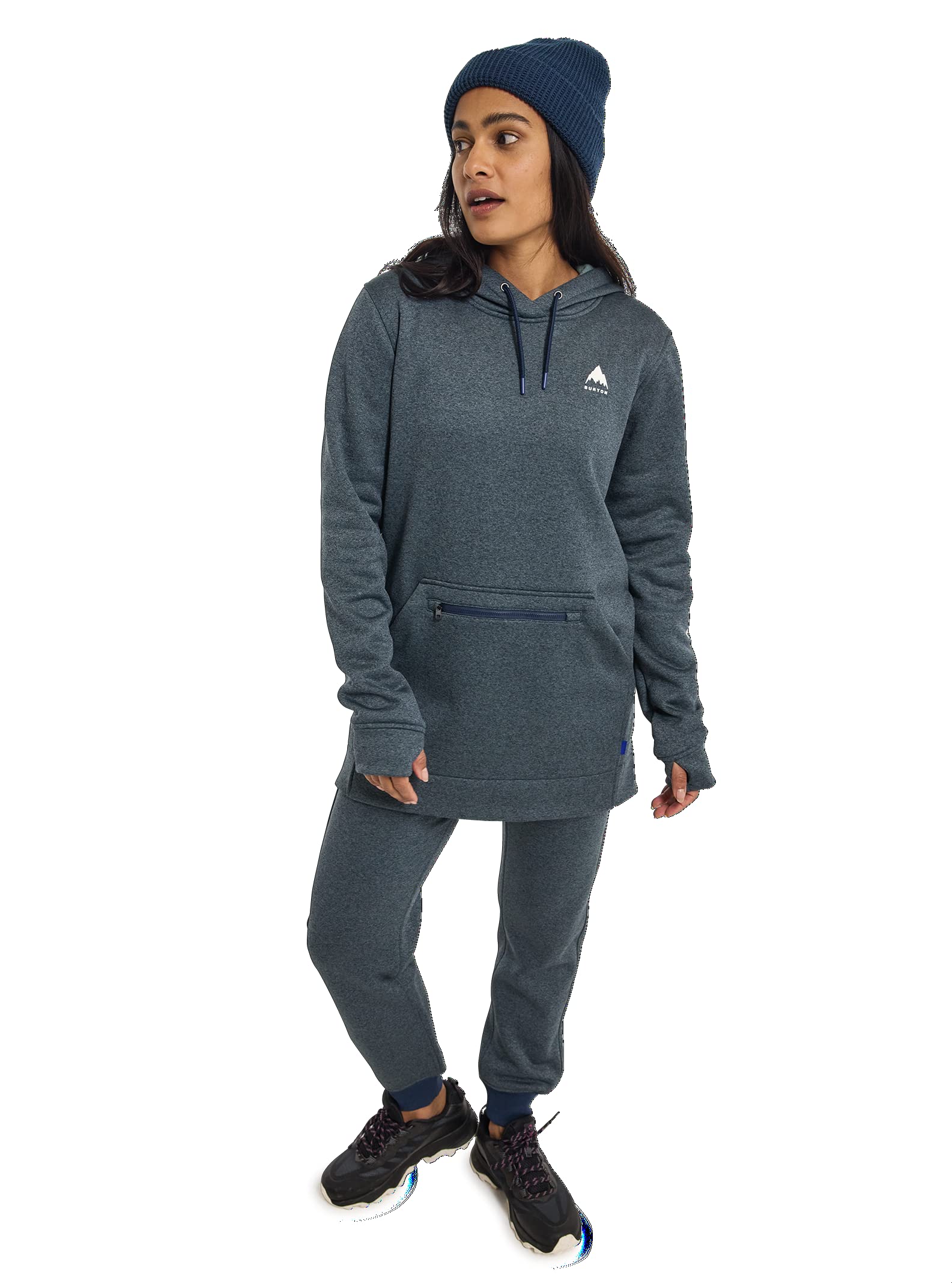 Burton Women's Standard Oak Long Pullover Hoodie, Dress Blue Heather, Small