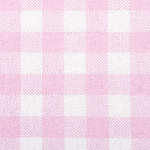 Pink and White Buffalo Check Deluxe Flannel Fitted Crib Sheet-Buffalo Check Print, Cotton Flannel, Pink, White, Fully Elasticized, 10 in Deep Pockets, Fits Standard Crib Mattress 28 in x 52 in