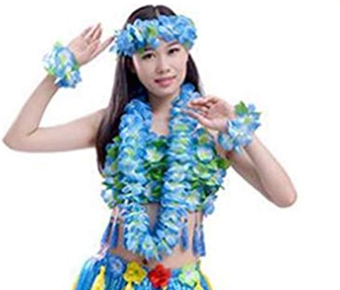 Thicken 41 Inch Blue Hawaiian Leis for Graduation Party, Dance Party, Photo Prop in Outdoors (12 Pcs)
