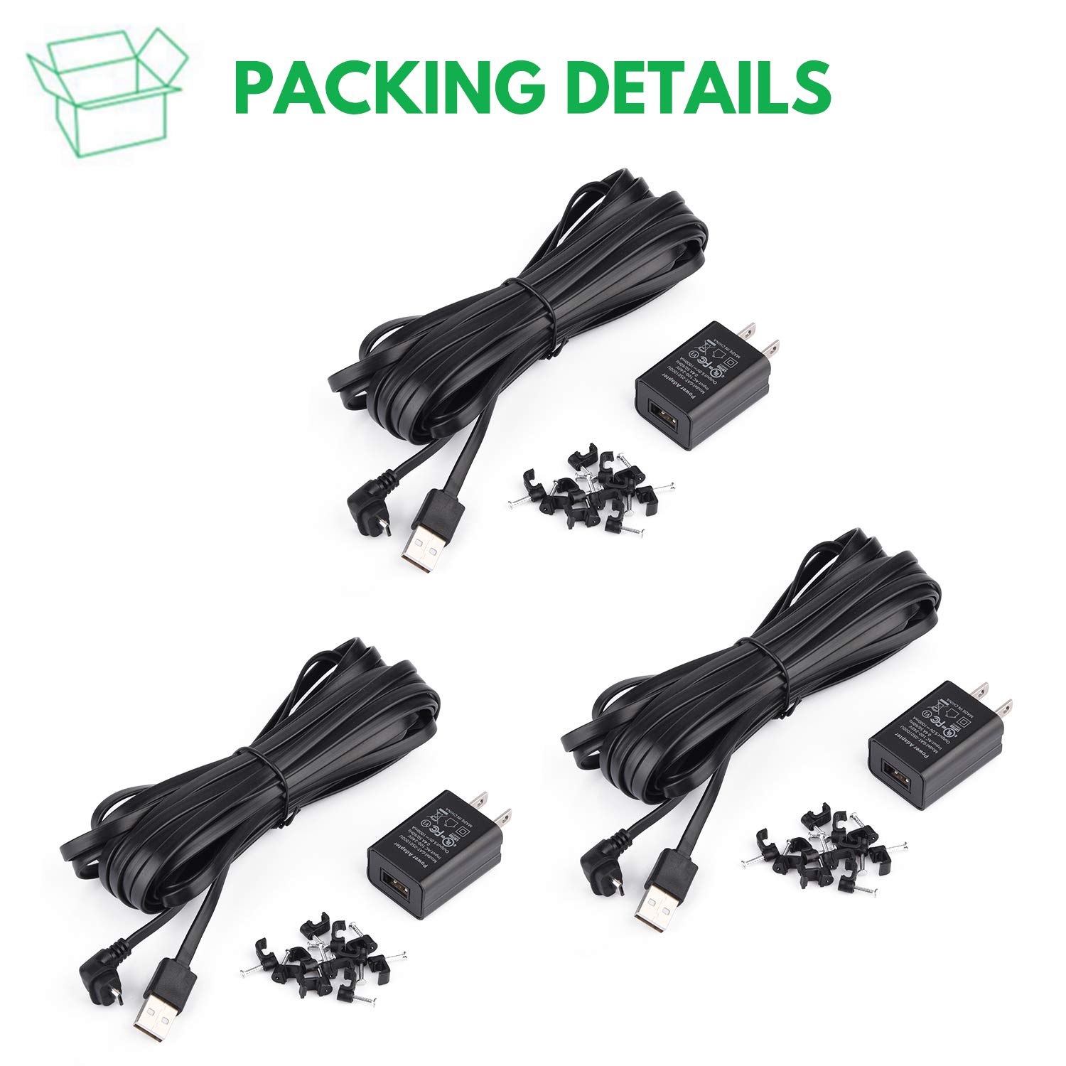 Zeshbit 3Pack Weatherproof Outdoor Power Adapter for Blink Outdoor (3rd Gen) & Blink XT / XT2, with 30ft/9m Long and Thin Charging Cable (NOT for Blink Outdoor 4) - Black