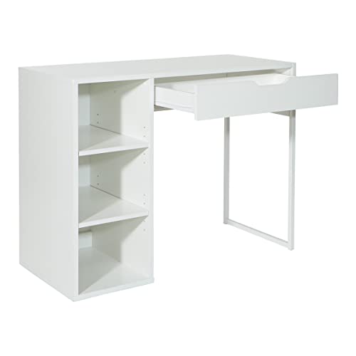 OSP Home Furnishings Ravel 40-Inch Wide Writing Desk, White