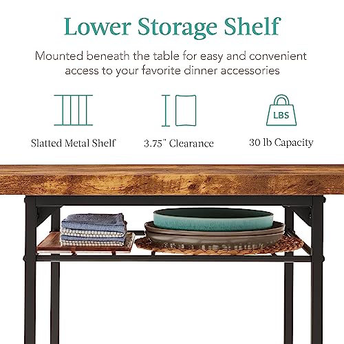 Best Choice Products 3-Piece Modern Dining Set, Space Saving Dinette for Kitchen, Dining Room, Small Space w/Steel Frame, Built-in Storage Rack - Brown