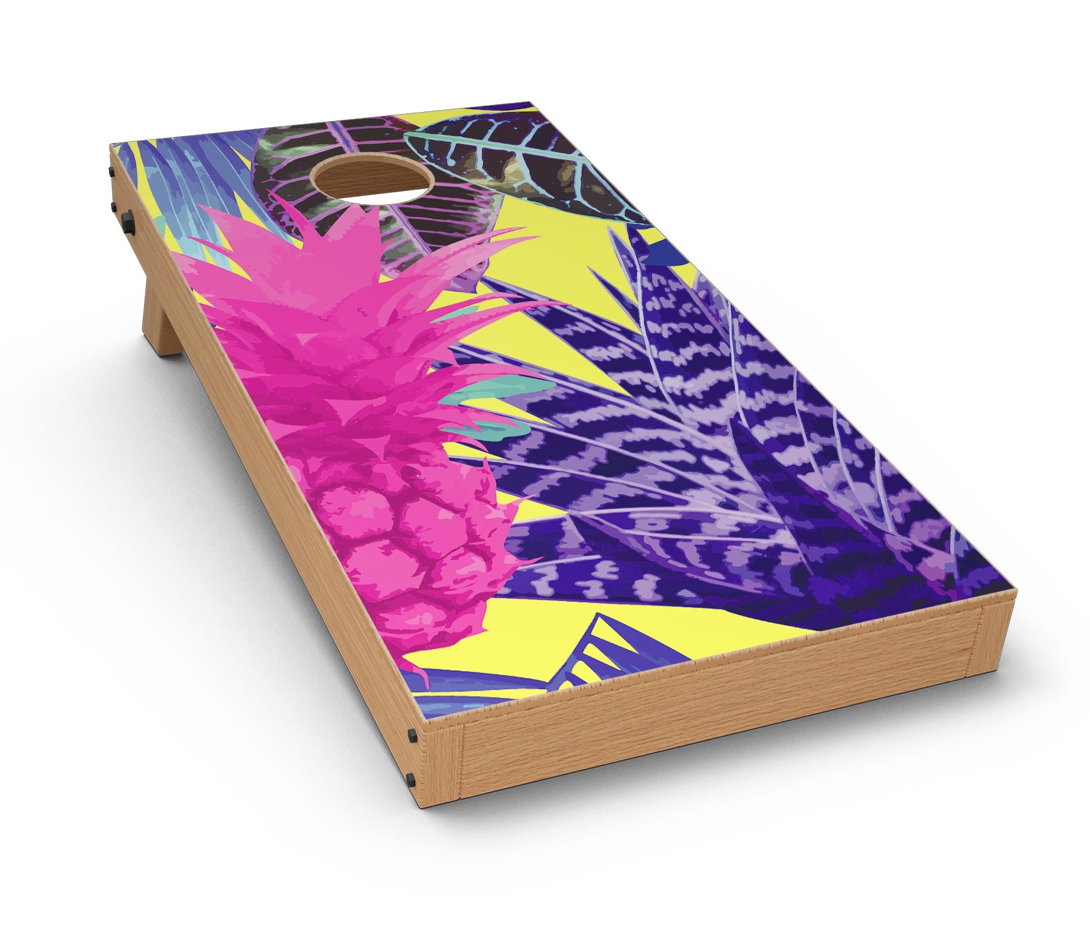 Design Skinz Summer Tropical Skin Set for Cornhole (Skin Only) - Hype Fluorescent Summer Pineapple Pattern