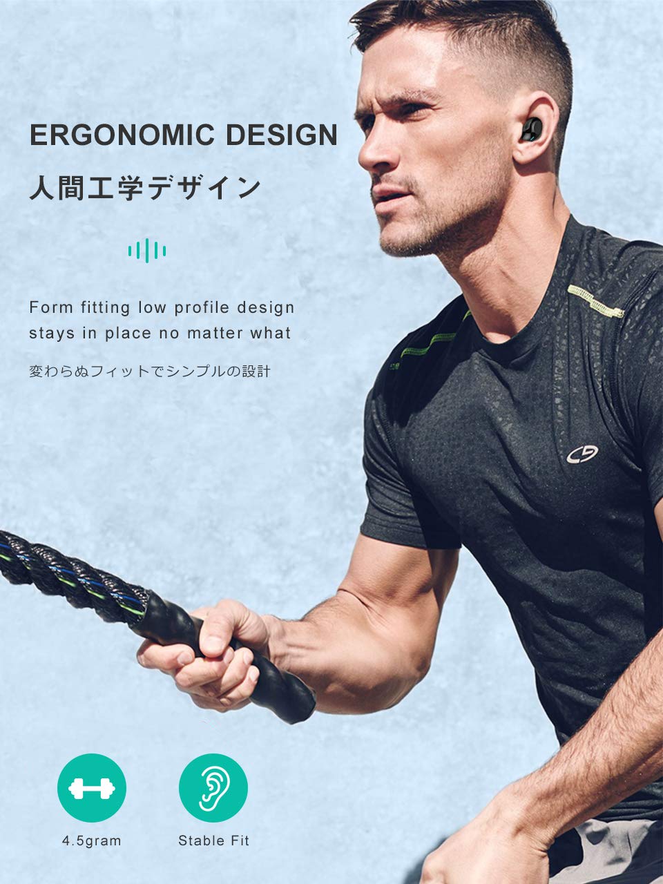 MEES Black True Wireless Earbuds Sports, Bluetooth 5.0 Headphones Waterproof IPX4, Richer Bass HiFi 3D Stereo in-Ear Earphones w/Mic, 3-4 Hours Playback Time, Noise Cancelling Headsets (Auto-Pairing)