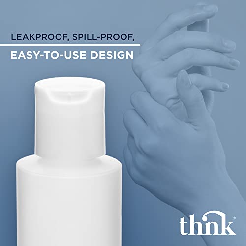 Designetics THNK, Plastic Bottle Squeeze Containers with Disc Top, Reusable, Refillable, Great for Travel-Size Hand Sanitizers and On-the-Go Liquids (5-pack, 4-oz)