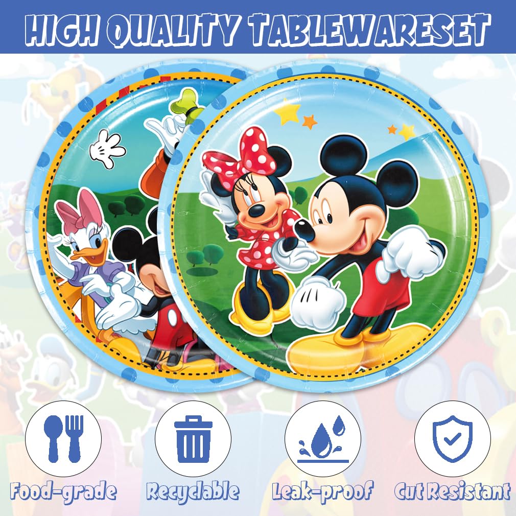 40Pack Mickey birthday Party Supplies include 20 plates, 20 napkins for the Mickey party decoration