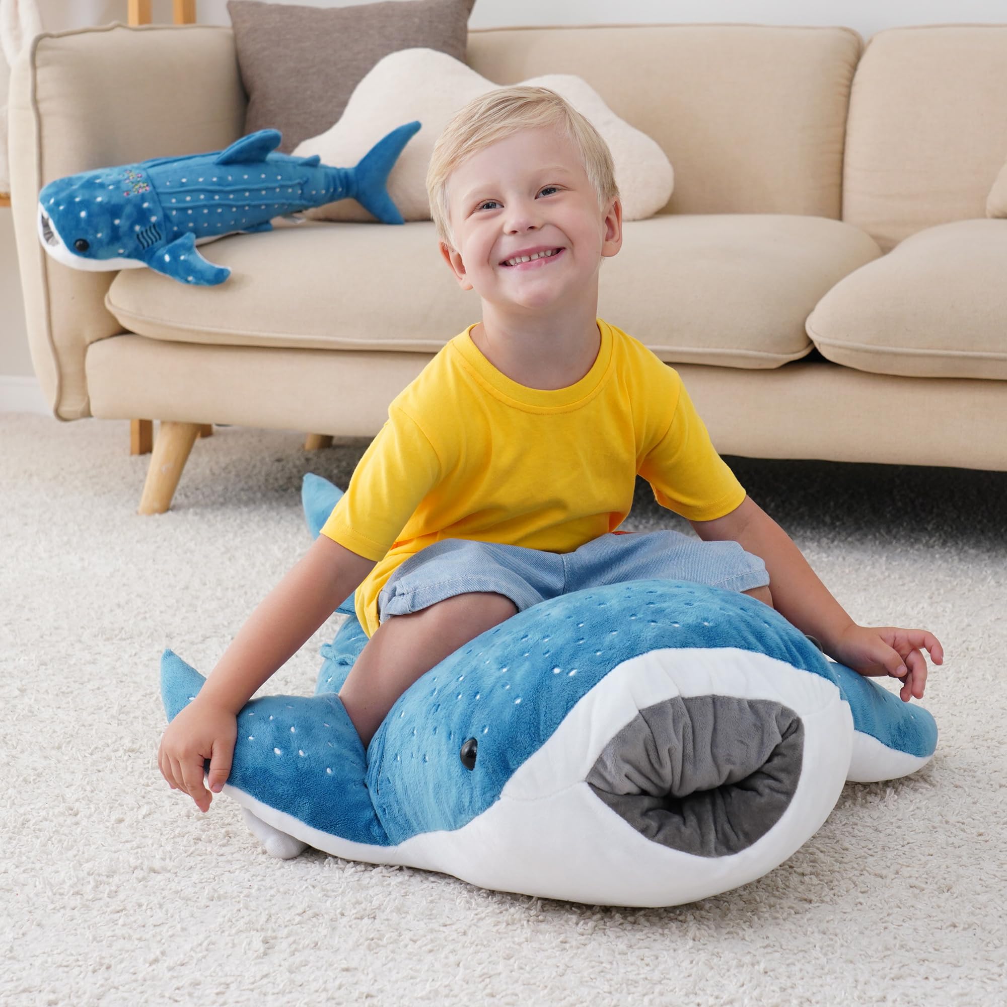 Mukouxun 39inch Whale Shark Stuffed Animal Giant Whale Shark Plush Pillow Toy Realistic Big Whale Shark Stuffed Animals Plush Huge Stuffed Whales Large