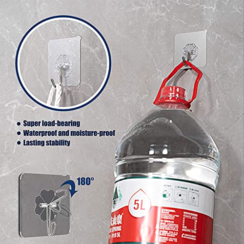 Adhesive Hooks Kitchen Wall Hooks- 20 Packs Heavy Duty 21lb(Max) Nail Free Sticky Hangers with Stainless Hooks Reusable Utility Towel Bath Ceiling Hooks 11111