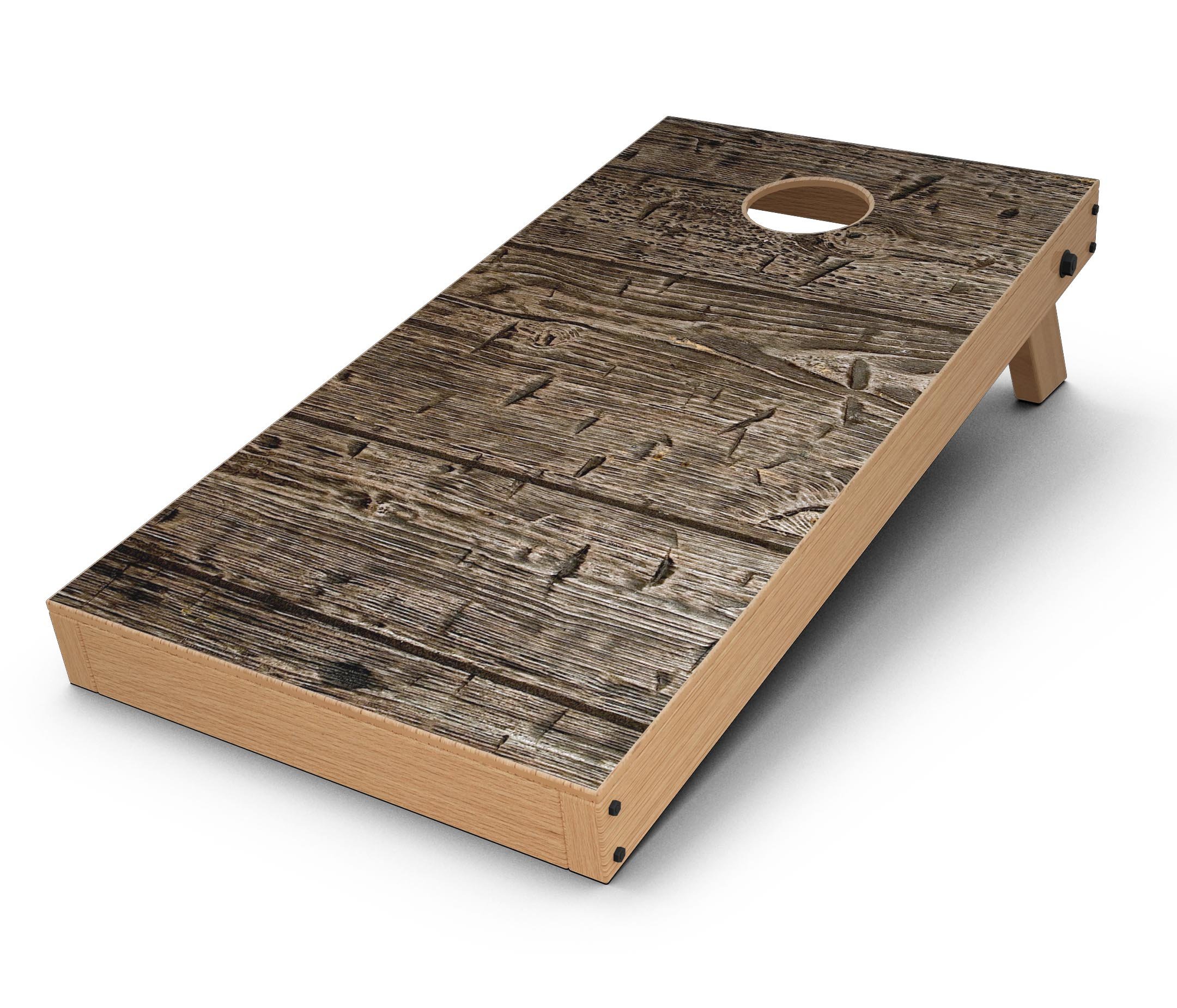 Design Skinz Wood Skin Set for Cornhole (Skin Only) - Rough Textured Dark Wooden Planks