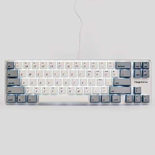 Qisan Holiday Sale 20% Discount Off Mechanical Keyboard Gaming Keyboard Gateron Brown Switch PBT Keycaps Keyboard Wired Backlit Mini Design (60%) 68 Keys Keyboard White Magicforce (White Gray Combo)