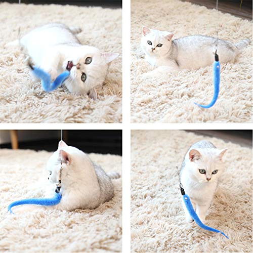 M JJYPET Cat Wand Toy Replacement Refill,10 Packs Cat Worm Toy,Assorted Teaser Refills with Bell for Cat,Kitten