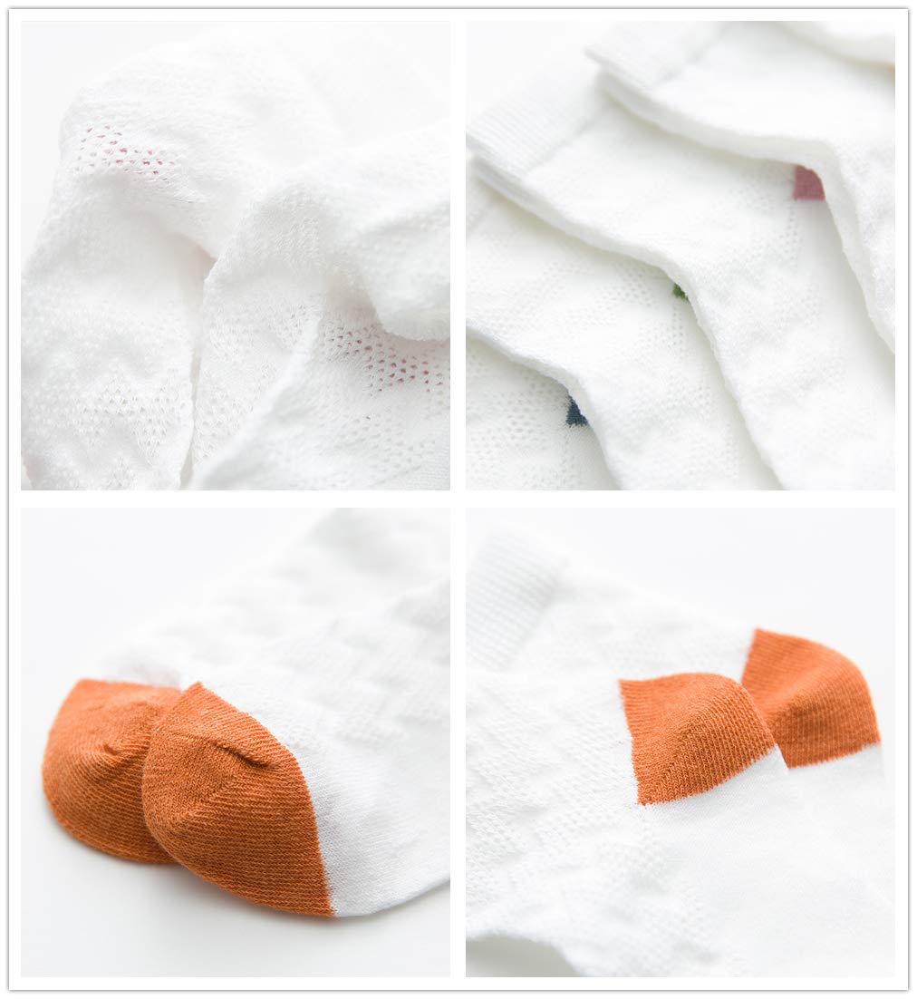 BEHELE Unisex Baby Socks Girl Boy Summer Toddler Infant Ankle Pointelle Eyelet Soft Cotton Thin Mesh Socks 5 Pairs 0-12T (M(3-5T))