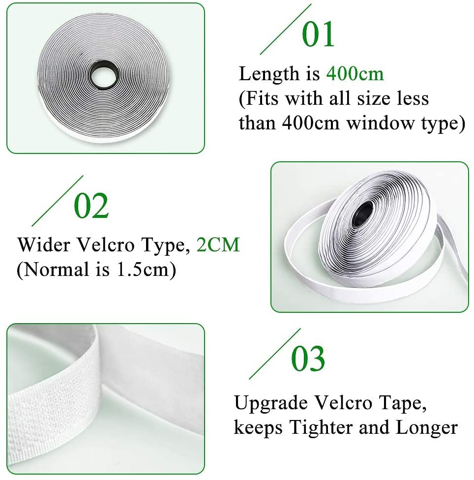 NaCot 400CM Universal Window Seal for Portable Air Conditioner and Tumble Dryer, Seal for AC Unit with Zip and Adhesive Fastener, Easy to Install, Works with Every Mobile Air-Conditioning