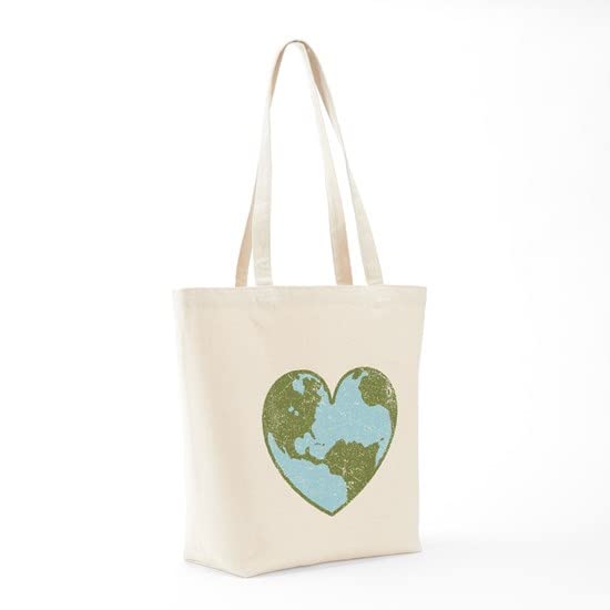 CafePress Earth Love Tote Bag Natural Canvas Tote Bag, Reusable Shopping Bag