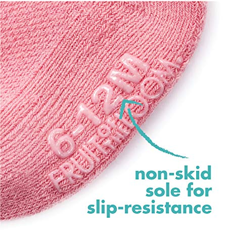 Fruit of the Loom Baby 6-Pack Breathable Cooling Mesh Crew-Length Socks - Unisex, Girls, Boys … (6-12 Months, Pink)