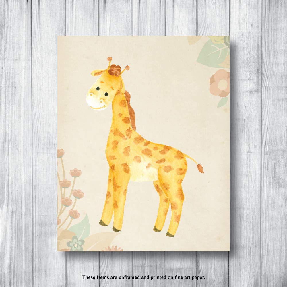 Safari Nursery Decor Jungle Baby Animals Prints for Nursery Decor Art - Large Giant Collection - 6 UN-Framed Neutral Kids Stuff Animal Theme Wall Prints. Elephant Giraffes boy Lion Buddies (5x7)