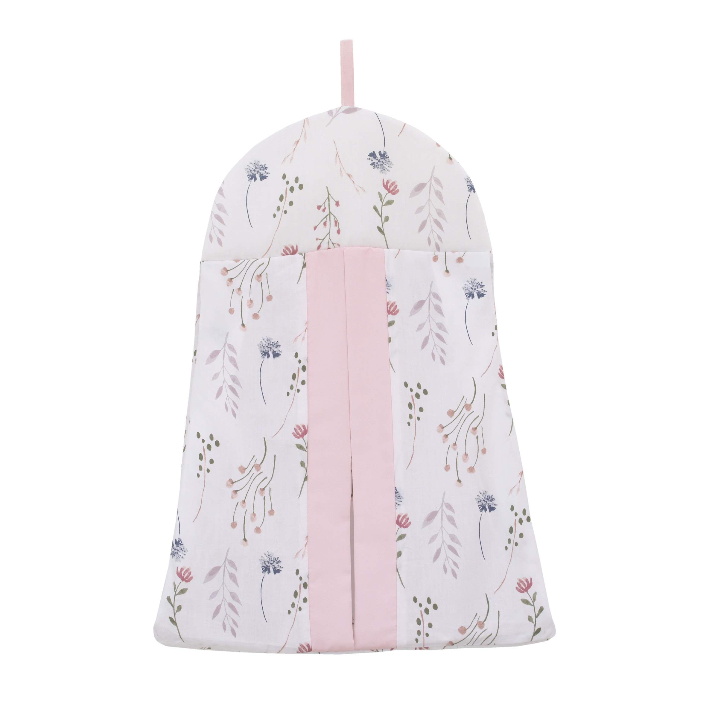 NoJo Woodland Wreath Pink, White, Blue Floral 4 Piece Nursery Crib Bedding Set- Comforter, 100% Cotton Crib Sheet, Dust Ruffle, Diaper Stacker