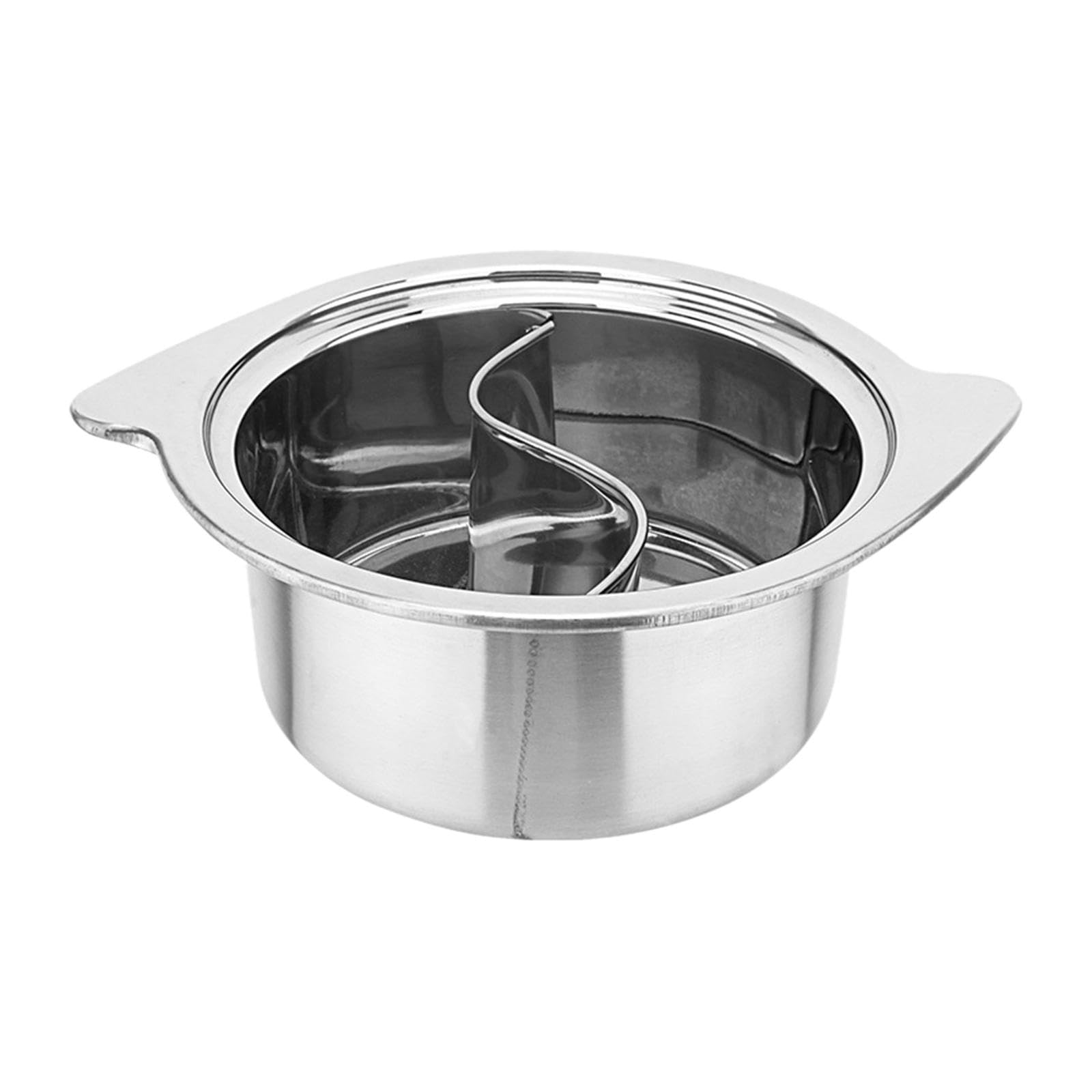 KLKCMS Hot Pot with Divider Chinese Dual Sided Pot Multipurpose Hot Burner Cooking Pot Cookware for Travel Restaurant Household Home, 18cm with lid