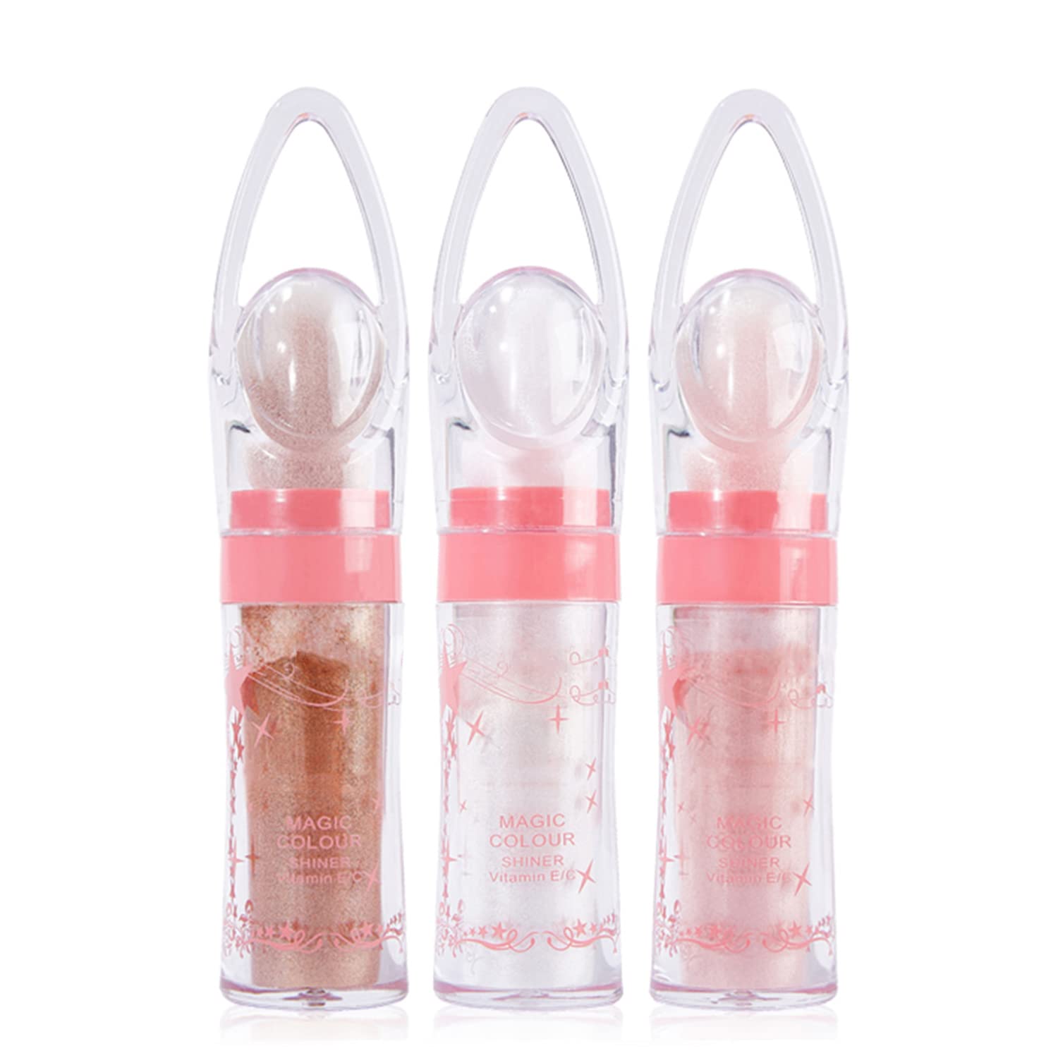 3PCS Polvo De Hadas Highlighter Powder Makeup Stick,the Natural Three-Dimensional Face Blusher Patting Powder for Highlight Face, Eyeshadow, Body Fairy Glitter Makeup Kit for Women's Day Gift