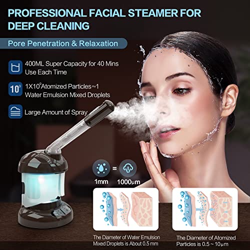 Kingsteam Facial Steamer - Ozone Steamer with Extendable Arm - Professional Nano Ionic Facial Steamer for Deep Cleaning - Portable for Personal Care Use at Home or Salon