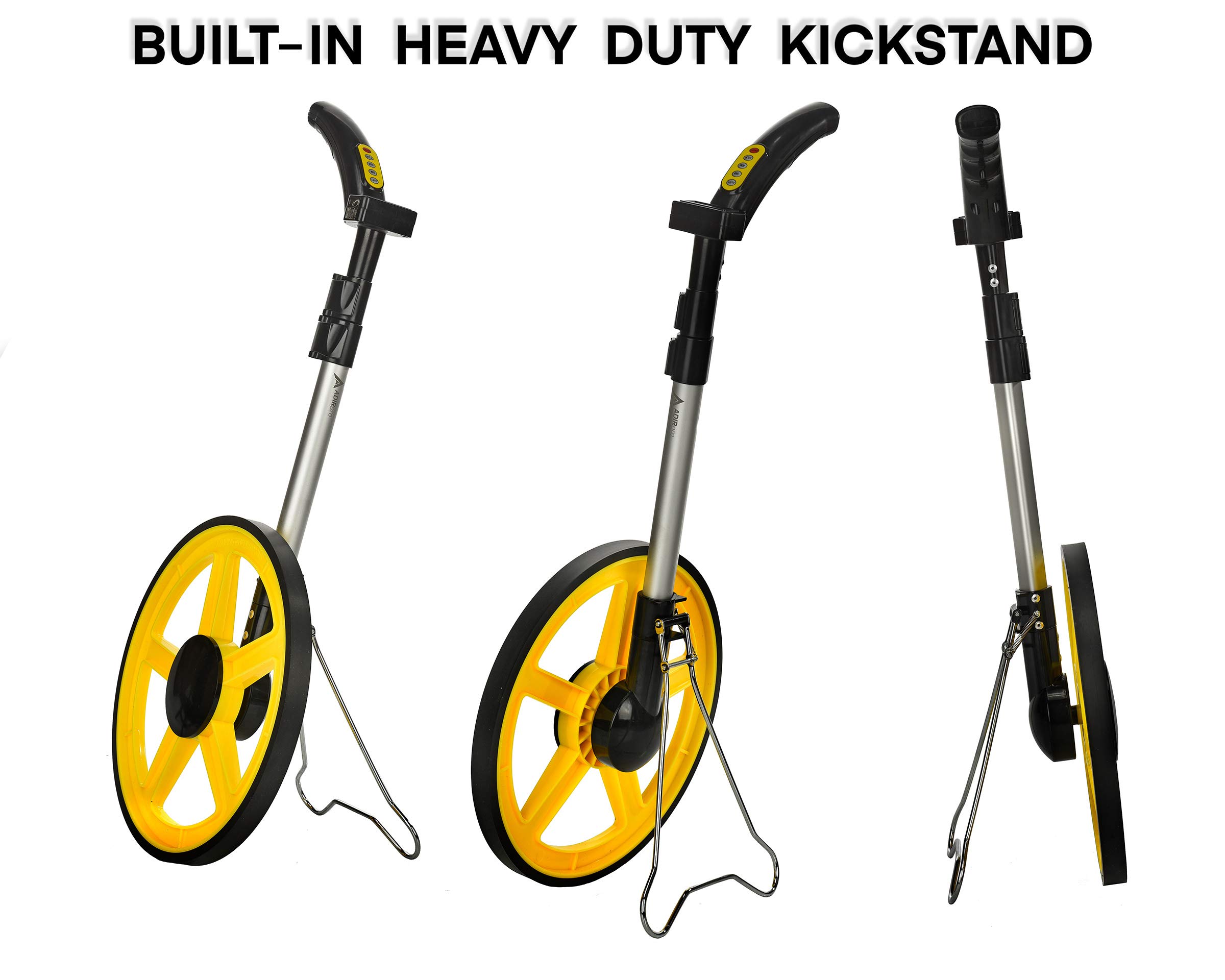 AdirPro Digital Distance Measuring Wheel - Large Digital LCD Display - 12 Commercial Grade Feet-Inch - Free Carrying Bag