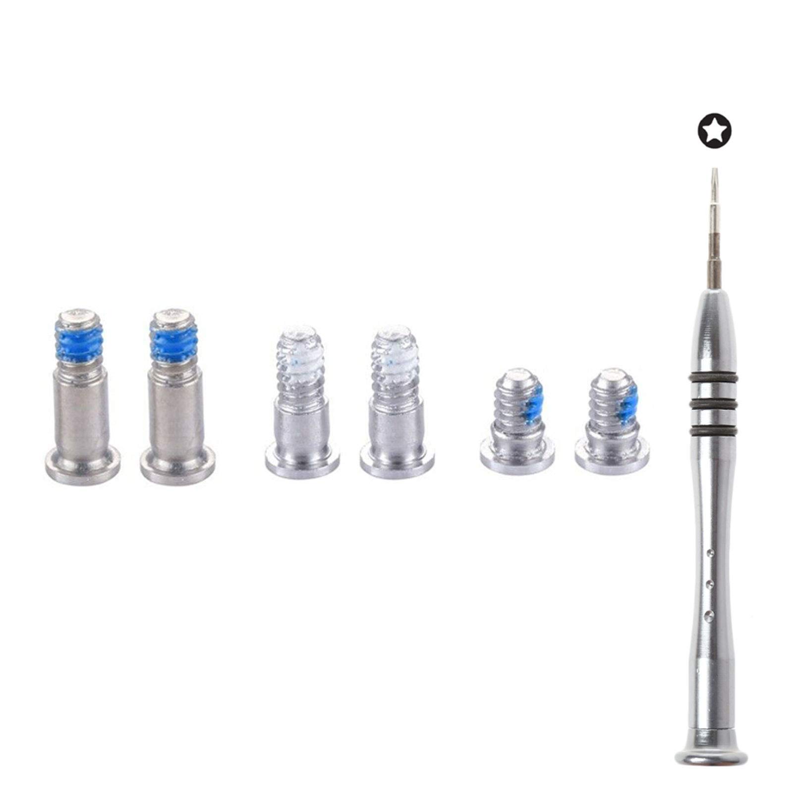 Replacement 6pcs/Set Bottom case Screws + 5 Point Pentalobe Screwdriver for MacBook Pro Retina 13 A1708 EMC 2978 EMC 3164 2016-17, A2159 A2289 EMC 3301 EMC 3456 2020, A2338 M1 EMC 3578 2020 (Silver)