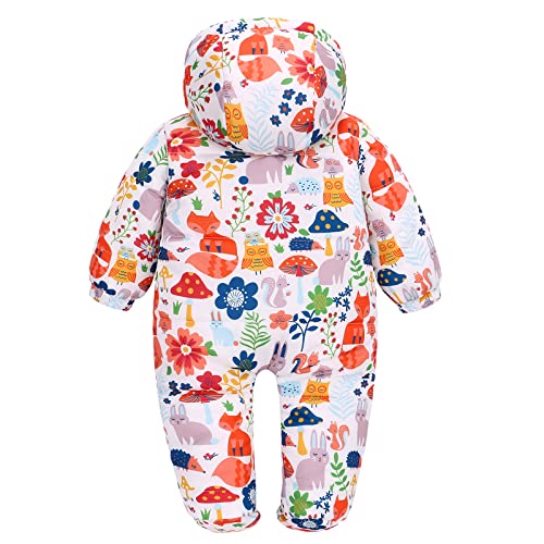 famuka Warm Baby Winter Clothes Hooded Snowsuit Outerwear Onesie with Gloves (Fox, 6-9 Months)