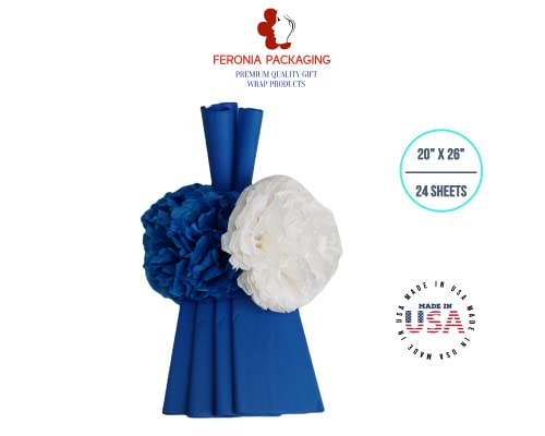 Dark Blue Tissue Paper Squares, Bulk 24 Sheets, Premium Gift Wrap and Art Supplies for Birthdays, Holidays, or Presents by Feronia packaging, Large 20 Inch x 26 Inch