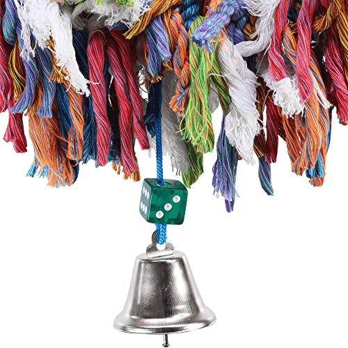 Bonka Bird Toys 1019 Large Fuzz Ring Colorful Cotton Preening Perch Parrot African Grey Cockatoo Amazon