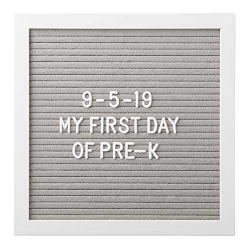 Pearhead Classic Wooden Letterboard, Gender-Neutral Baby Keepsake Nursery Décor, Photo Prop Message Board, Gray and White
