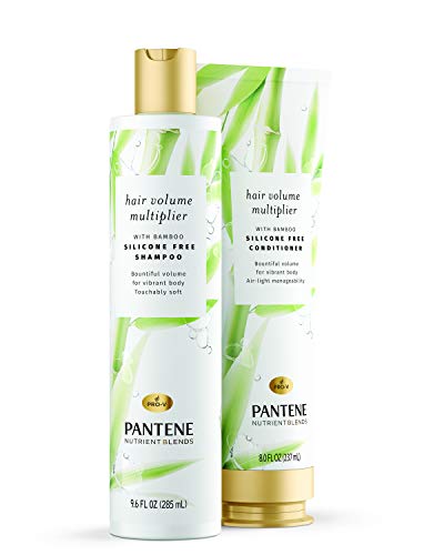 Pantene Nutrient Blends Bamboo Hair Volume Multiplier Silicone Free Shampoo For Fine, Thin Hair, 9.6 Fl oz, 2.583 Fl oz