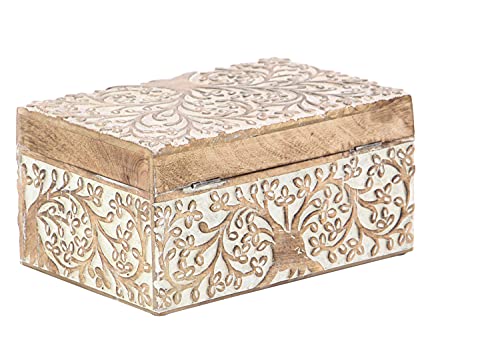 Deco 79 Mango Wood Floral Box with Hinged Lid, Set of 3 8", 10", 12"W, Brown